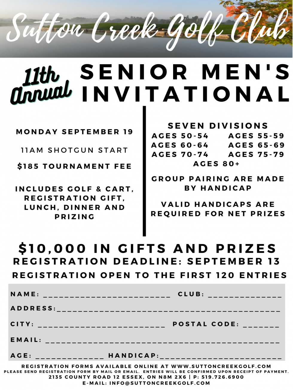 2022 Senior Men's Invitational - Sutton Creek Golf Club